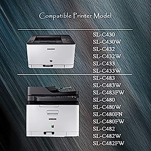 5-Pack TG Imaging (2xB+CYM) Compatible Toner Cartridge Replacement for Samsung CLT-404S CLT404S (5-Pack, Extra Black) CLT-K404S Work for SL-C430W C480FW C480FN C430 C430W Toner Printer