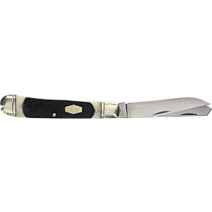 Old Timer 95OTB Genuine Bone Large Gunstock Trapper 7.3in S.S. Traditional Folding Knife with 3.1in Clip Point and Bone Handle for Outdoor, Hunting, Camping and EDC