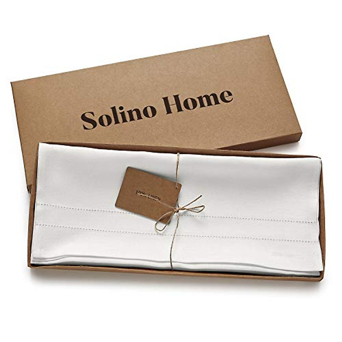 Solino Home Linen Hand Towels 14 x 24 Inch – 100% Pure Linen White Towels Set of 3 – Machine Washable and Handcrafted from European Flax