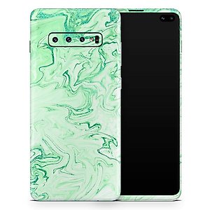 DesignSkinz Mint Marble & Digital Gold Foil V9 Protective Vinyl Decal Wrap Skin Cover Compatible with The Samsung Galaxy S20 (Screen Trim & Back Glass Skin)