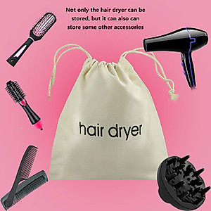 Trounistro 2 Pack Hair Dryer Bags Drawstring Bag Big Cotton Hairdryer Bag (Color 1)