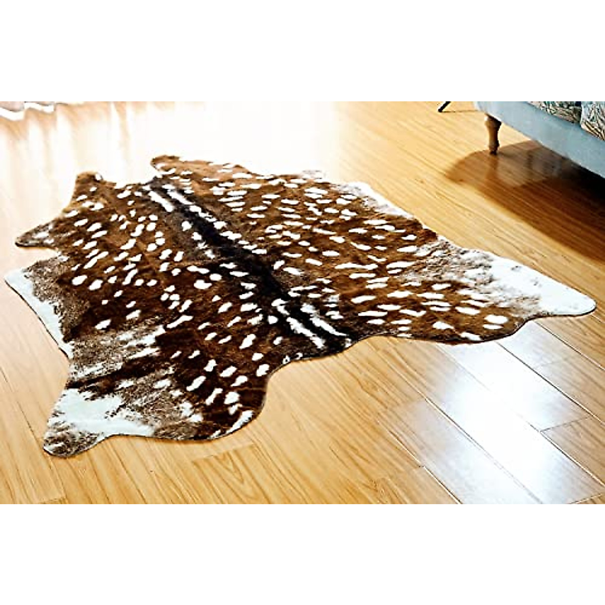 Faux Cowhide Rug Animal Skin Area Rug Deer Rug Cow Hides and Skins Rug Sika Deer Carpet for Home,Livingroom (6.1x5ft)