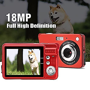 Digital Camera, 2.7 inch TFT LCD Display Pocket Camera, 18 Megapixel 8X Zoom Card Digital Camera, Support 32GB Memory Card, Builtin Microphone, with Lanyard/Storage Bag(red)
