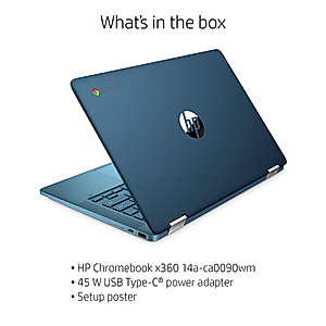 HP Chromebook x360 14" Touchscreen Laptop, Intel Celeron N4020, 4GB RAM, 64GB HD, Chrome OS, Forest Teal/Light Teal, 14a-ca0190wm