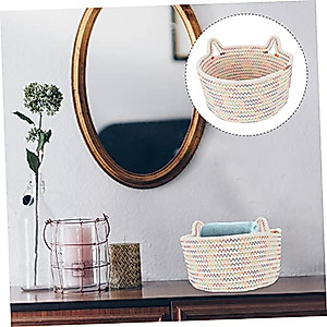 TOYANDONA 2 Pcs Storage Box Woven Rope Basket Cube Changing Table Toy Storage Organizer Small Cotton Baskets Woven Baskets Decorative Basket Children's Bags Baby Stackable Cotton Rope