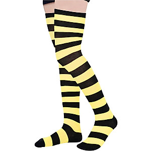 Zmart Striped Thigh High Socks Knee High Socks for Women Teen Girls, School Socks Long Socks Over the Knee Socks