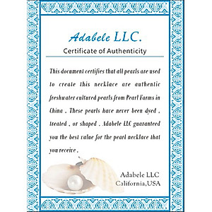 1 Strand Adabele Real Natural Grade A Round White Cultured Freshwater Pearl Organic Gemstone Necklace 16 Inch Long Single String Jewelry PN1-A67