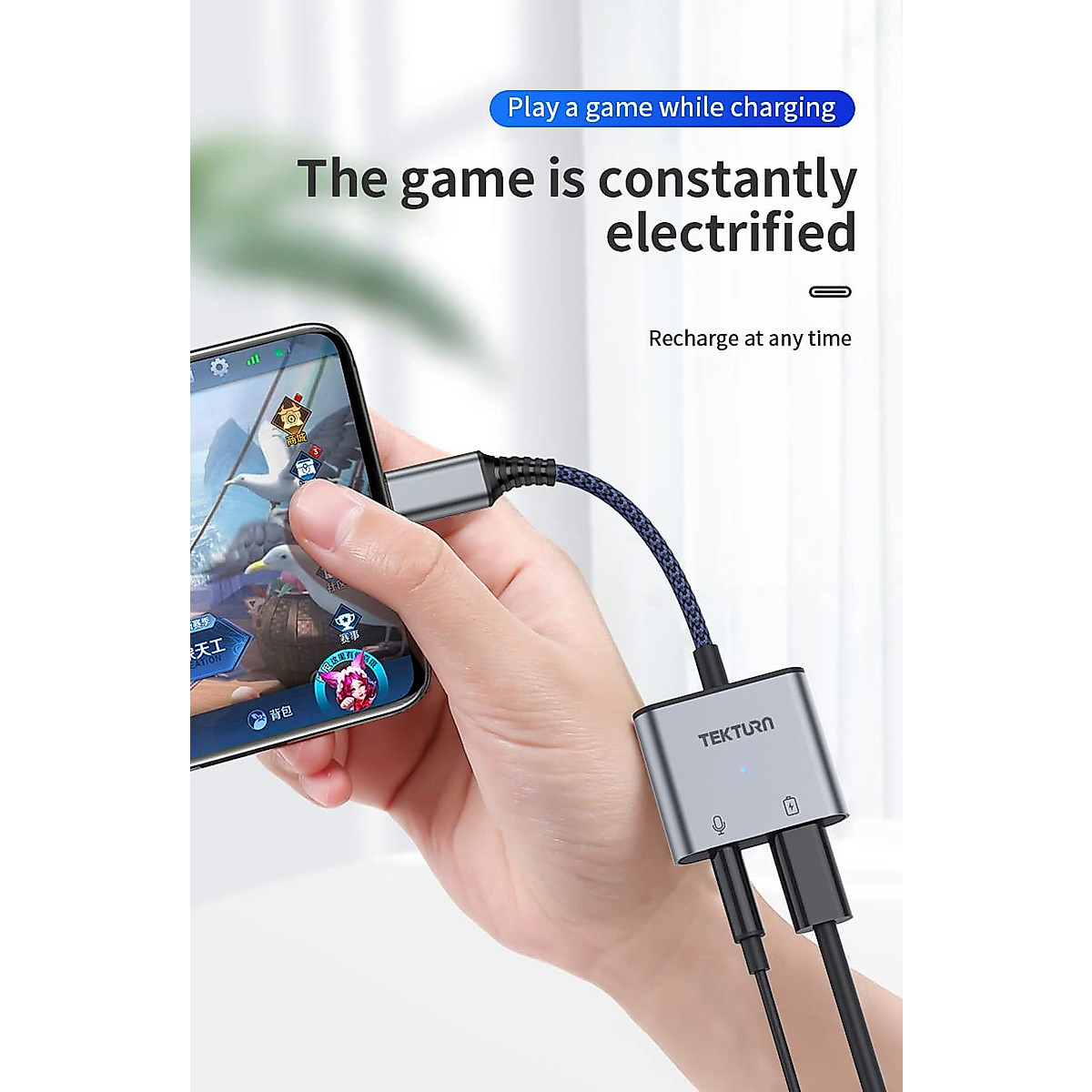 USB-C to 3.5 mm Headphone and Charger Adapter, 2 in 1 USB-C to Aux Audio Jack with PD 60W Fast Charging, Compatible with iPad Pro, iPad Air, Android Phones and Tablets by TEKTURN