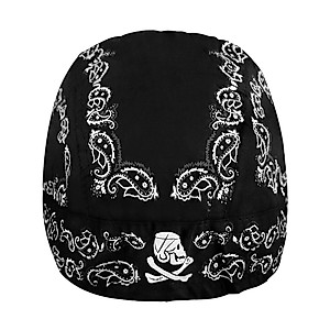 Skull Cap Motorcycle Helmet Liner Biker Head Wrap Cover Scarf Pirate Hat Bandana Running Beanie Cap Black