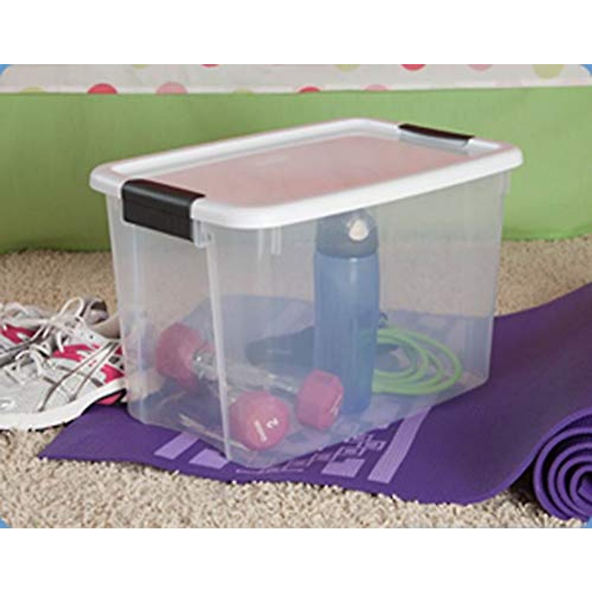 Sterilite 30 Quart Clear Plastic Stackable Storage Container Bin Box Tote with White Latching Lid Organizing Solution for Home & Classroom, 18 Pack