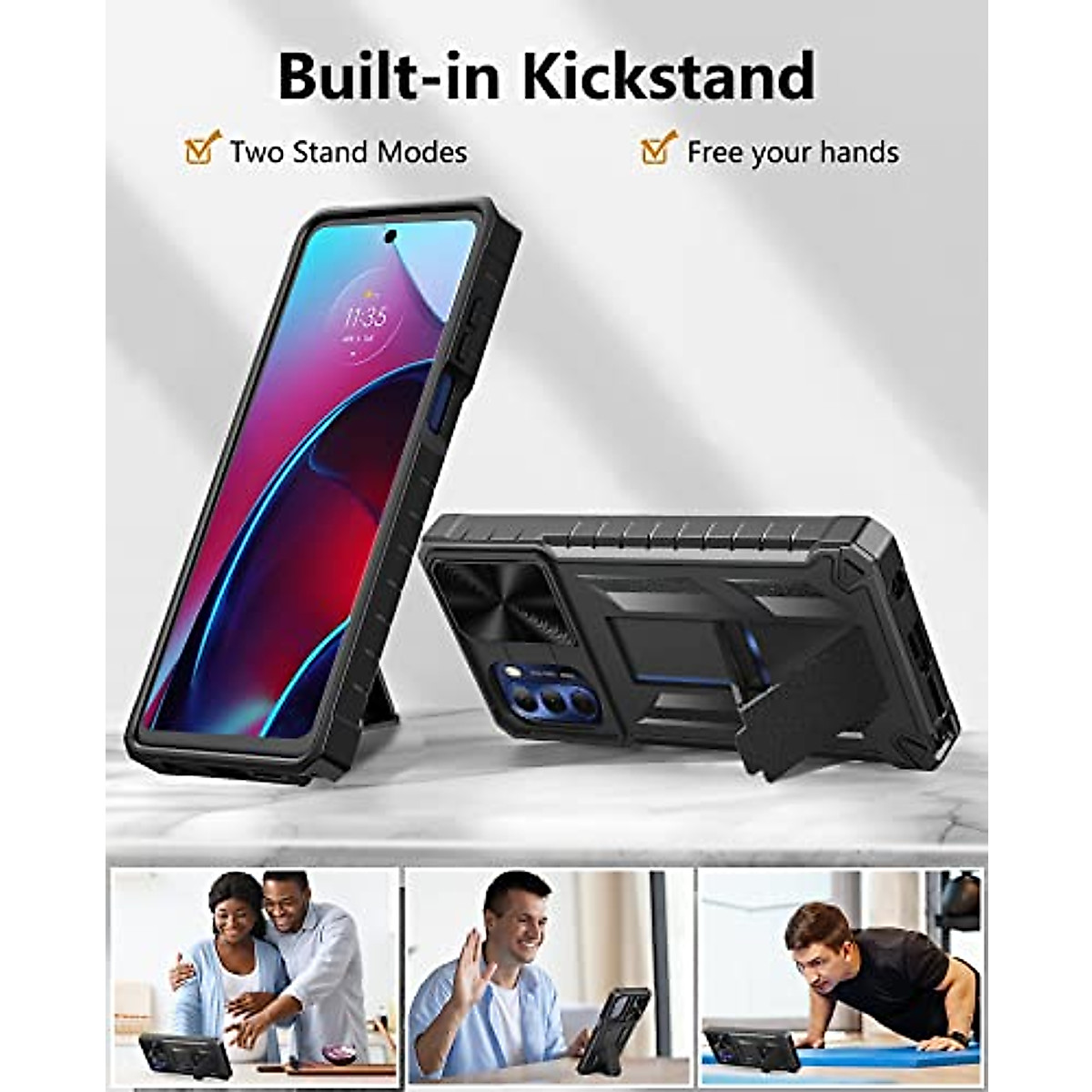 for Motorola Moto G-Stylus 4G-2022 Case: Military Grade Drop Proof Protective Rugged TPU Matte Shell | Thin Shockproof Durable Protection Tough Cell Phone Cover with Built-in Kickstand (NOT 5G)