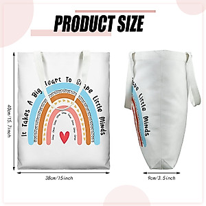 Sumind 6 Pcs Teacher Appreciation Gift Canvas Teacher Tote Bags Thank You Gift for Women Reusable Rainbow Bags(Elegant Style)