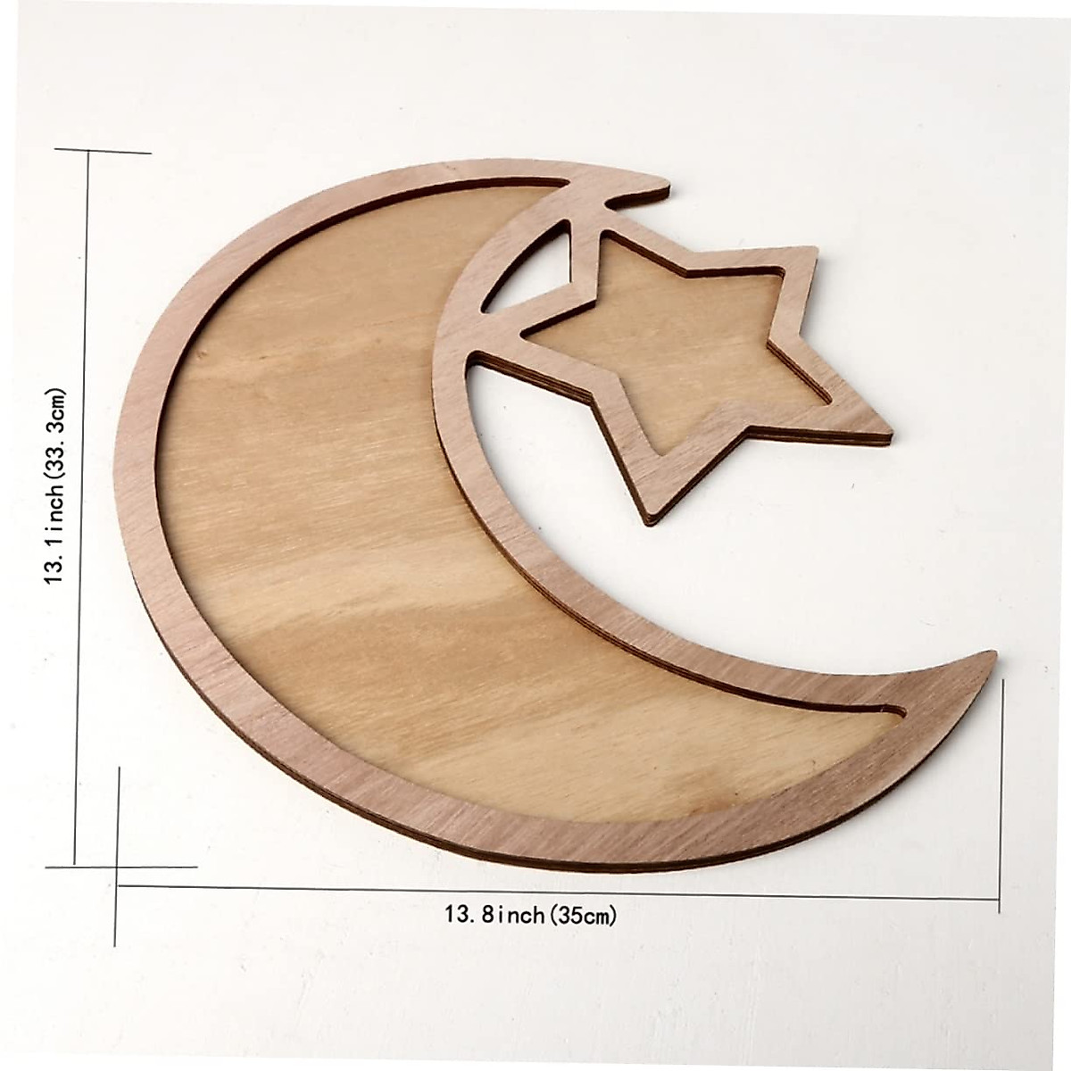 ABOOFAN 1pc Eid Ramadan Bairam Platter Plate Islamic Wood Dish Food Star Plates Dates for Parties Supplies Snacks Party Dessert Home Decoration Shaped Tray Mubarak Decorations Muslim