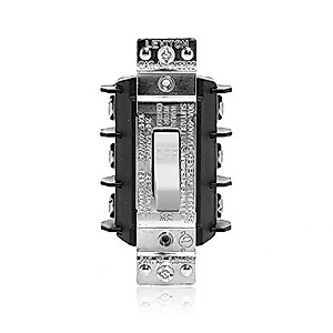 Leviton MS302-DSW 30 Amp, 600 Volt, Double-Pole, Single Phase AC Manual Controller Suitable as Motor Disconnect, Toggle, Industrial Grade, Non-Grounding, Back & Side Wiring, White