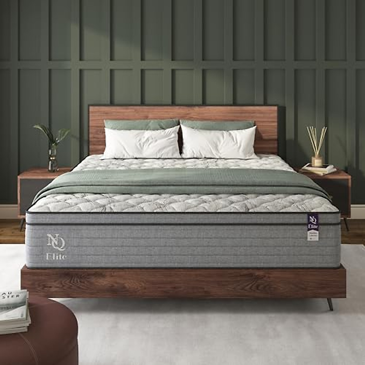 NapQueen Elite Series Machka King Size Mattress, 10 Inch Cooling Gel Memory Foam Mattress King Size, Hybrid Mattress in a Box with Individual Pocket Spring, CertiPUR-US Certified, Made in USA