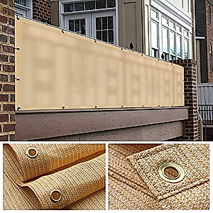 ALBN Balcony Privacy Screen Windshield Sunshade with Rope and Cable Ties, 100% HDPE Garden Balcony Cover, 48 Sizes (Color : Beige, Size : 120x900cm)