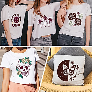 Gatichetta Earth Tones Heat Transfer Vinyl Bundle, Iron on HTV 12" x 12"/8-Sheet, Smooth PU HTV for T-Shirts, Fabris, DIY Designs, Cream/Camel/Brown/Wine Red