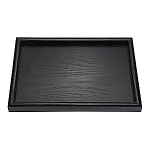 Black Rectangle Tea Tray, Solid Wood Tea Coffee Snack Food Meals Serving Tray Plate Restaurant Trays Optional Type(30*20*2cm)