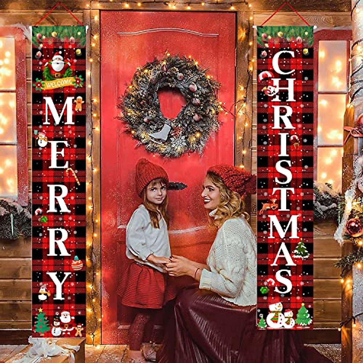 DmHirmg Christmas Porch Banner,Christmas Door Banner,Christmas Decorations, Merry Christmas Banner, Christmas Porch Sign,Christmas Hanging Porch Sign, Xmas Hanging Decoration
