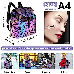 onlinelux Geometric Luminous Purses and Handbags for Women Holographic Reflective Bag Backpack Wallet Clutch Set