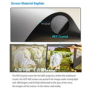MIGO 120inch White Electric Motorized Floor Rising Tab Tension Pull up Projector Screen with The PET Crystal Slimline ALR ambieht Light for The UST 4k Projector