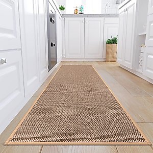 KIMODE Farmhouse Kitchen Runner Rugs 30"x70",Non-Slip Washable Runners for Kitchen Floor,Absorbent Beige Kitchen Mats for Floor,Hallway Runner Rug for Front Sink/Hallway/Laundry Room
