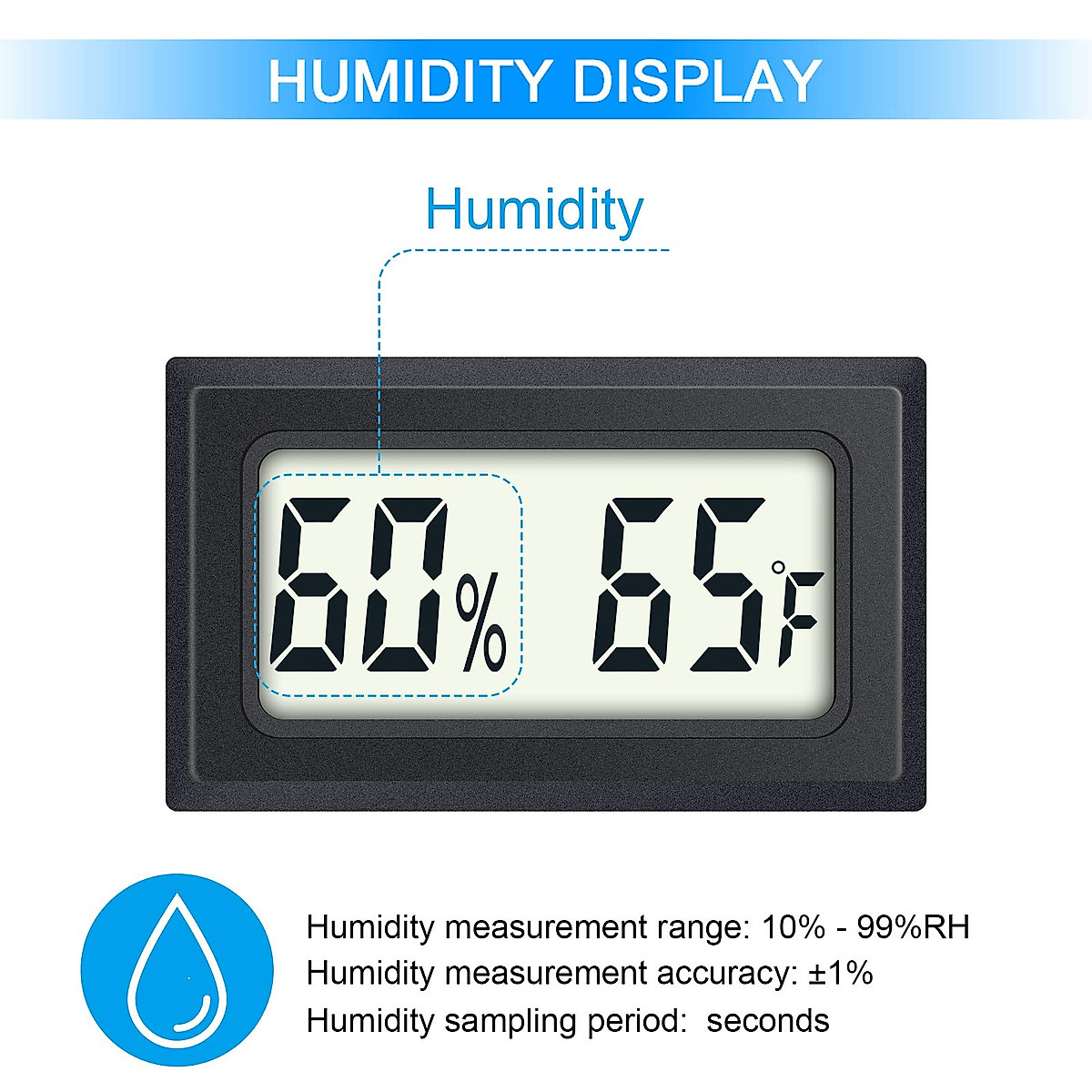 Mini Digital Thermometer 2-Pack Hygrometer Indoor Humidity Monitor Temperature Humidity Gauge Meter with Fahrenheit (℉) for Humidors, Greenhouse, Garden, Cellar, Closet, Fridge Etc by DWEPTU