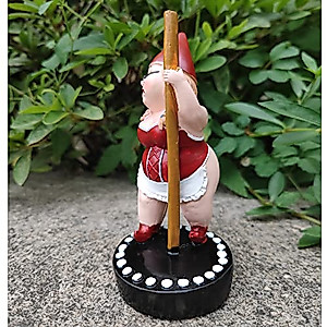 qumHmup Garden Gnomes, Pole Dancing Gnome Figurine for Patio Lawn Garden Decoration,Outdoor Decoration Resin Gnome Statue