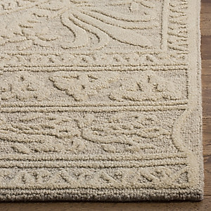 SAFAVIEH Blossom Collection Area Rug - 8' x 10', Light Grey & Ivory, Handmade Wool, Ideal for High Traffic Areas in Living Room, Bedroom (BLM109F)