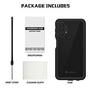 Lanhiem Samsung Galaxy A32 5G Case, IP68 Waterproof Dustproof Shockproof Case with Built-in Screen Protector, Full Body Sealed Underwater Protective Cover for Galaxy A32 5G (Black/Clear)