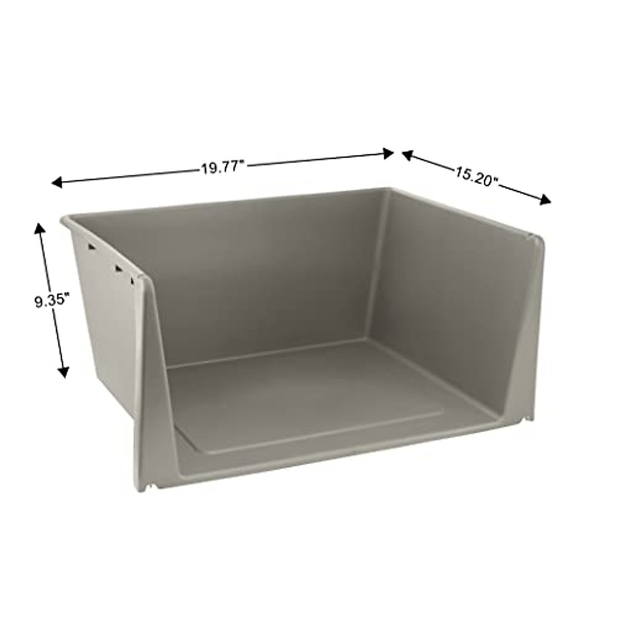 Organize Your Home Stackable Storage Containers with Open Front, 2 Pack, Great Organizing Bins for Pantry, Closet, Bedroom, and all Storage, Grey, 19.8” x 15.2” x 9.3”