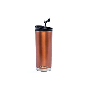 costablue Vacuum Insulated Stainless Steel Thermal Travel Mug - Keeps Drinks Cold or Hot for Hours - Leak-Proof, Dishwasher Safe Lid - 16 Ounces, Peach Cooper & Wine Purple Combo