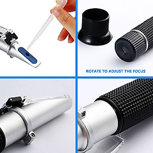 Meichoon 0~32% Brix Refractometer with ATC Digital Handheld Refractometer for Sugar, Food, Fruit, Beverages Honey DH14