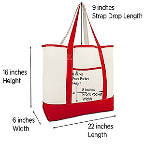 DALIX Monogram Bag Personalized Totes For Women Open Top Red Initial M