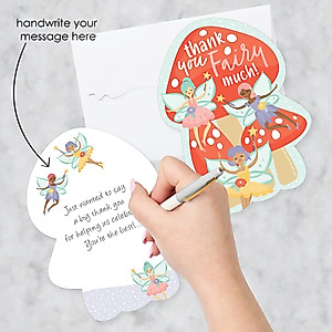 Big Dot of Happiness Let’s Be Fairies - Shaped Thank You Cards - Fairy Garden Birthday Party Thank You Note Cards with Envelopes - Set of 12