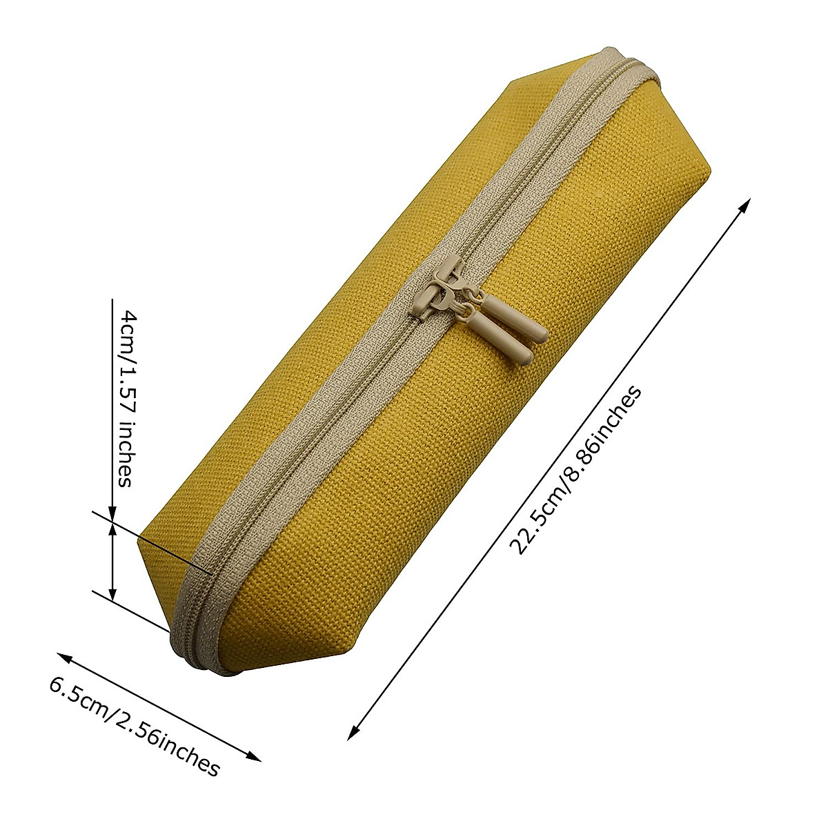 enyuwlcm Canvas Stationery Stylish Small Pencil Pouch and Slim Pencil Case with 2 Zippers 1 Pack Yellow