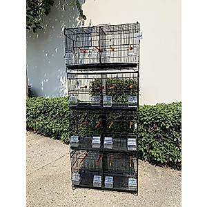 Lot of 4 Stackable Breeding Bird Cage for Canary Finch Small Birds (Black)