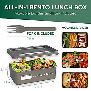 Umami Bento Lunch box Bundle, Bento Box for Adults w/Utensils, 40 oz & 32 oz, Cute Stainless Steel Lunch Container that is Microwave-Safe Great for Meal Prep