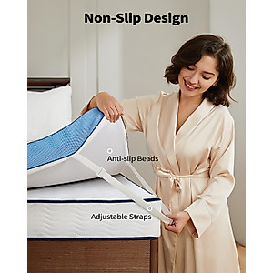 PERLECARE 4 Inch Firm Mattress Topper Queen Size, Cooling Gel-Infused & Bamboo Charcoal Memory Foam Bed Topper for Pain Relief, High-Density Mattress Pad with Removable Cover, CertiPUR-US Certified