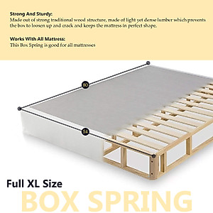 Mattress Comfort Medium Plush Eurotop Pillowtop Innerspring Mattress and 4" Low Profile Wood Boxspring/Foundation Set, with Frame, Full XL, Size