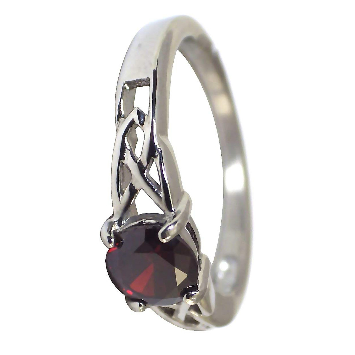 Fantasy Forge Jewelry Womens January Birthstone Celtic Ring Red Cubic Zirconia Size 9
