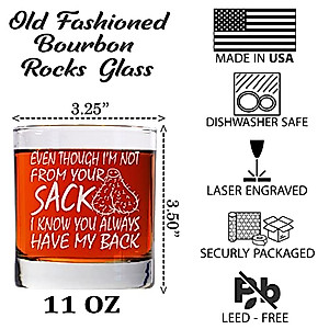 CARVELITA Even Though I'm Not From Your ??? Whiskey Glass - 11oz Old Fashion Bourbon Rocks Glass - Bonus Dad Gifts - Step Dad Gifts - Birthday Gifts For Stepdad - Stepdad Gifts - Sarcastic Gifts