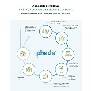 phade Eco-Friendly Sustainable Marine Biodegradable Compostable 7.75" Jumbo Straws, Individually Wrapped, 1 Pack - 375 Count