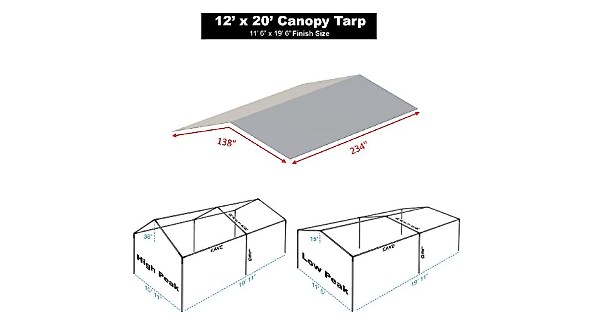 Heavy Duty Carport Canopy Cover 12x20 - Silver Tarp