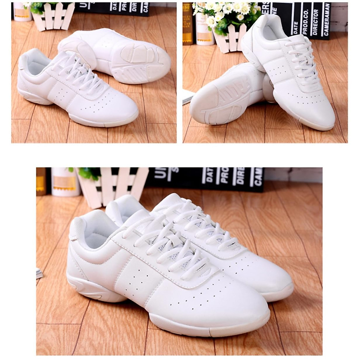 Fenlogft Women Ultra Comfortable Aerobic Cheer Sport Shoes - Training Competition Cheerleading Sneakers for Adults and Youth Girl (7,White)