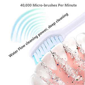 BYITH Electric Toothbrush 5 Brushing Modes 3 Toothbrush Heads Rechargeable Sonic Toothbrush