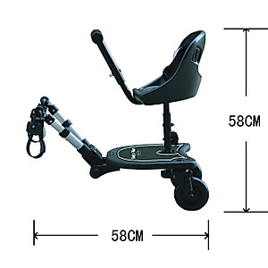 Englacha 2-in-1 Cozy X Rider, Black - Child Rider Stroller Attachment with Saddle Seat and Standing Platform - Universal Fit for Most Prams - Quick and Easy to Use - Designed for Safety