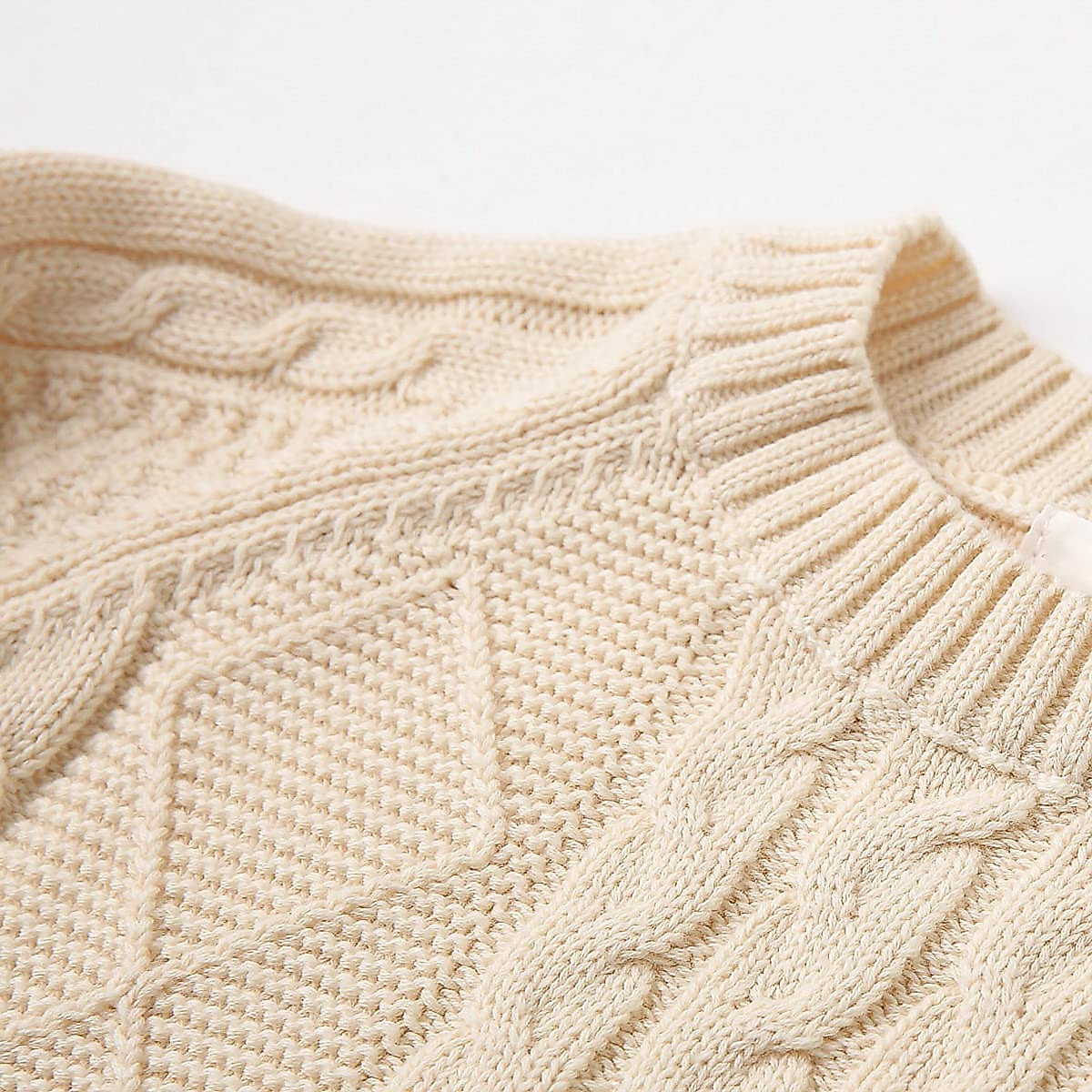 Curipeer Baby Boys Cable Knit Sweater Long Sleeve Solid Pullover Toddler Crew Neck Twist Sweaters A-Apricot