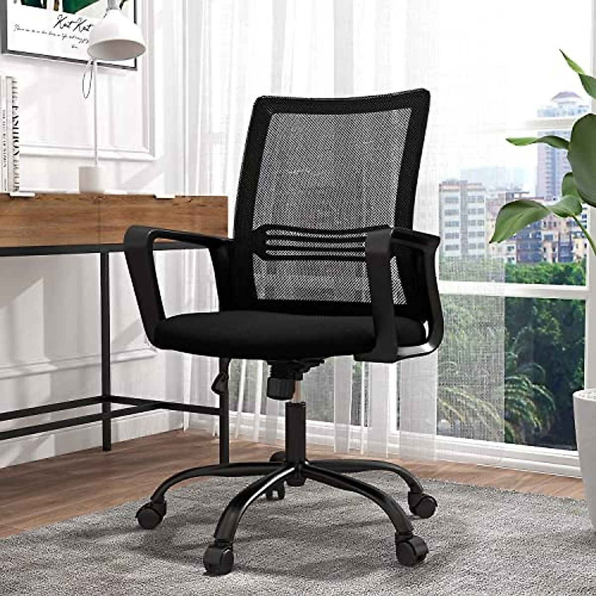 Office Chair, Desk Chair Home Office Chair Mesh Computer Chair Ergonomic Office Chair with Lumbar Support Armrests, Mid Back Task Chair Adjustable Swivel Rolling Chair for Home Office, Living Room
