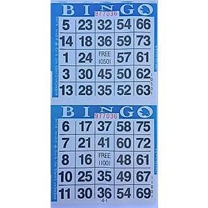 American Games INC 3000 Paper Bingo Cards-2 Cards per sheet-1500 Sheets [Choose Color Below] (Blue)